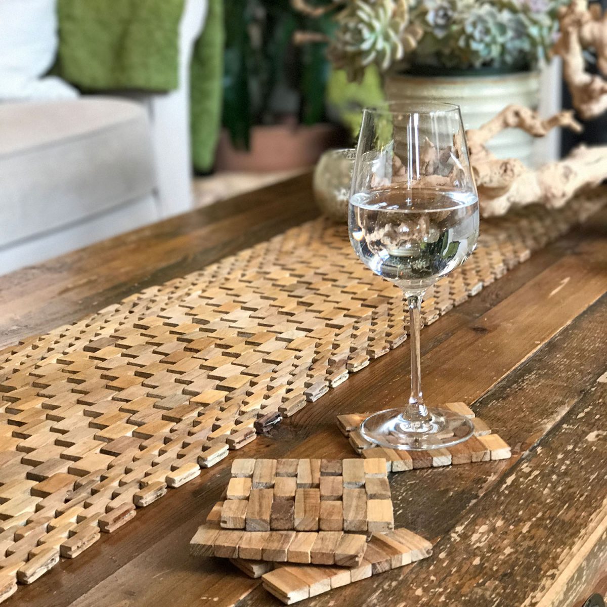 Teak Table Runner - Tiny Gardens